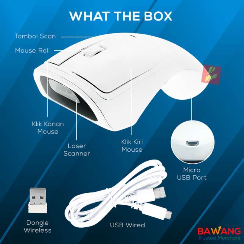 Jual Multifunction Wireless Mouse + Barcode Scanner (1d, 2d, Qr ...