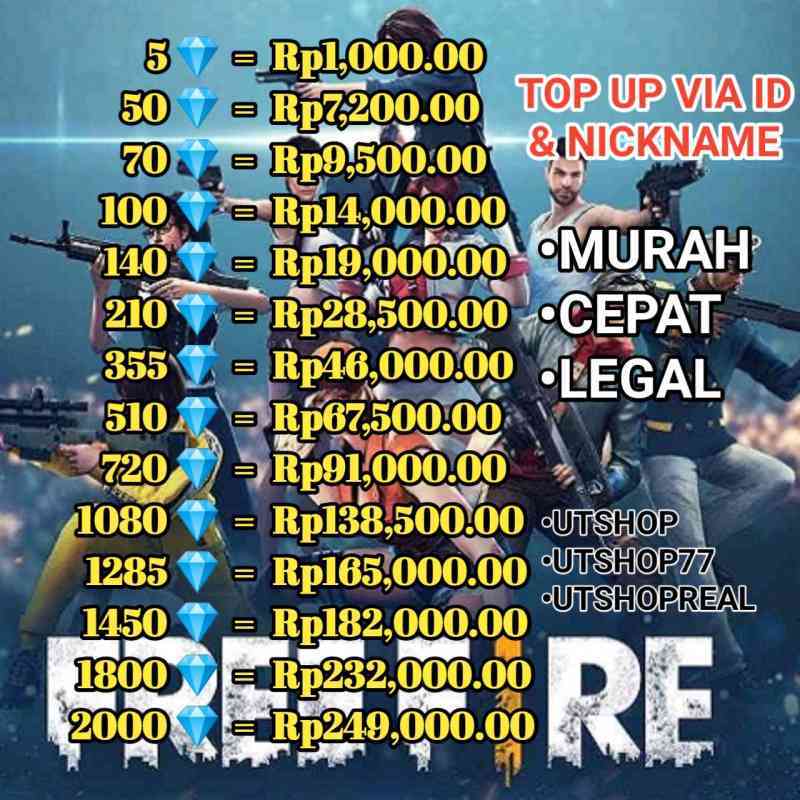 Promo Diamond Garena Free Fire - 5 Dm Diskon 10% Di Seller Utshop ...