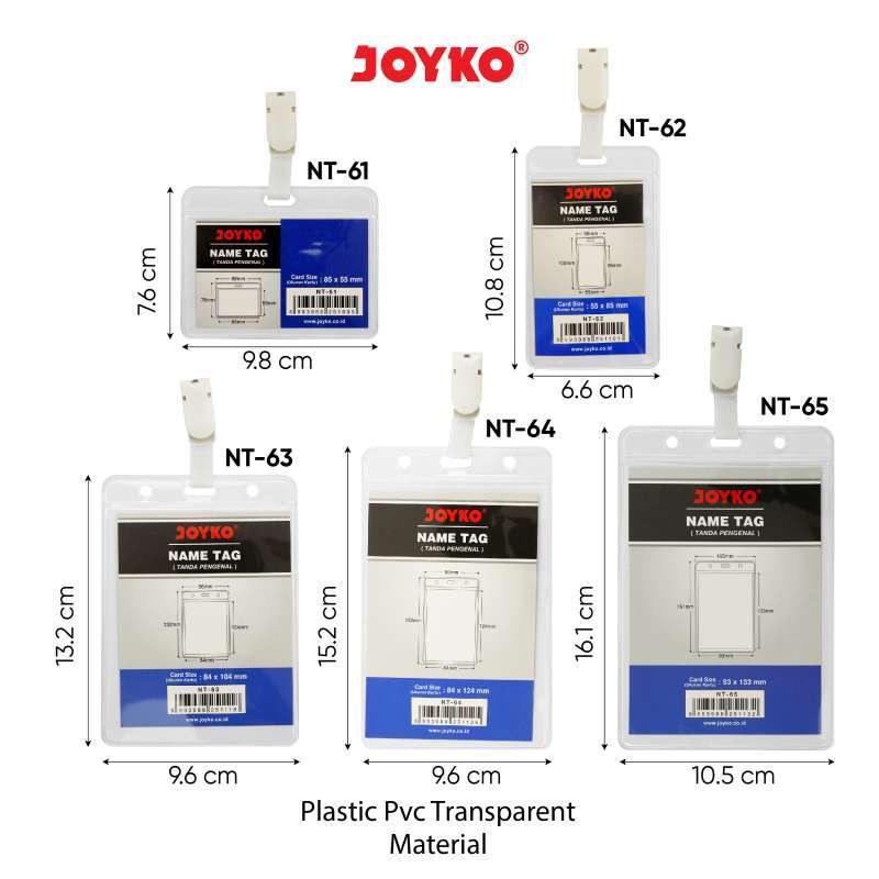 Jual Name Tag Tanda Pengenal Gantungan Kartu Nama Joyko NT-61 ~ 65 di ...