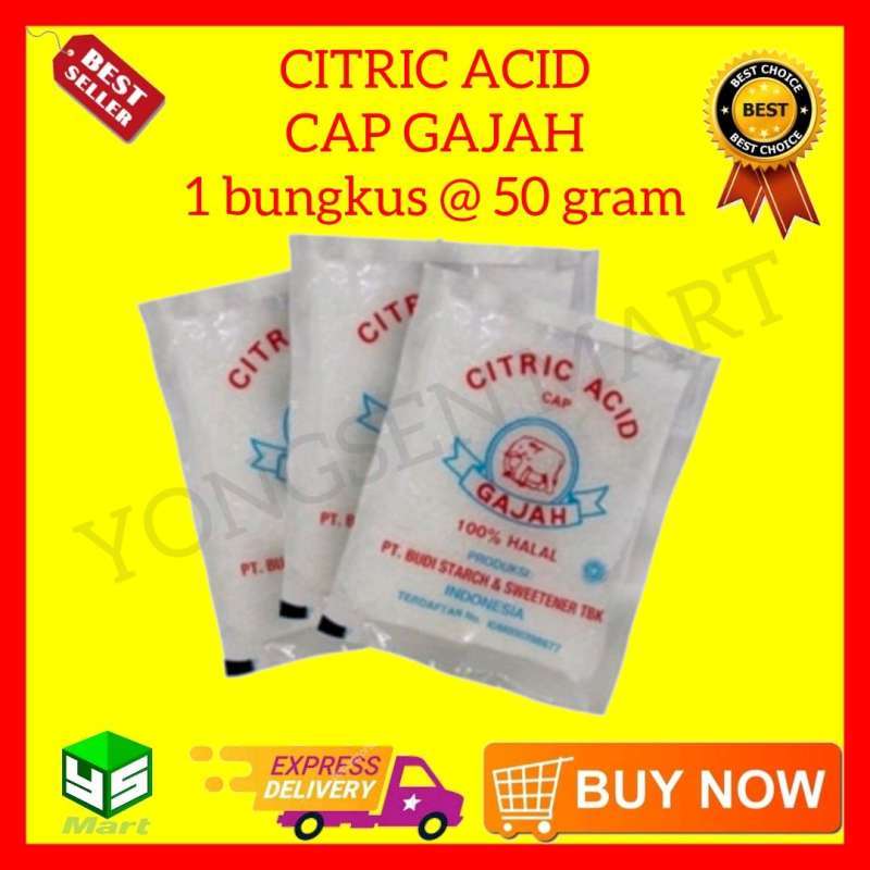 Jual citrun citric acid cap gajah 1 bungkus 50 gram asam citrun pemutih ...