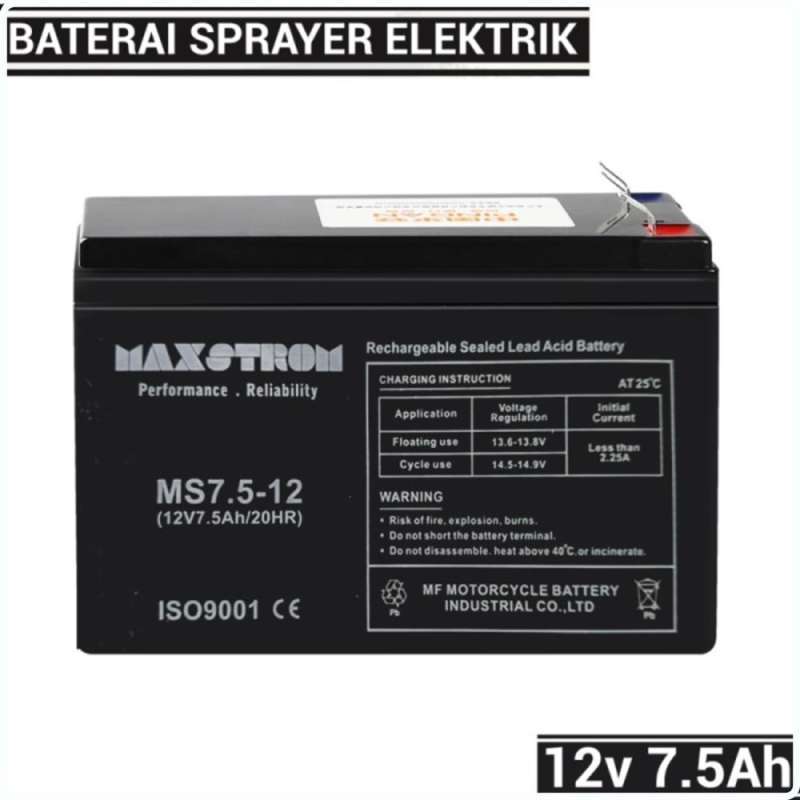 Jual Baterai Sprayer Elektrik Aki Accu 12V 7.5Ah Kode 285 di Seller ...