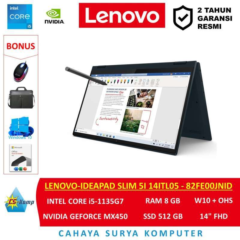 Jual Laptop Lenovo Ideapad Slim 5i 14itl05 82fe00jnid Abyss Blue Intel Core I5 1135g7 Ram 8gb