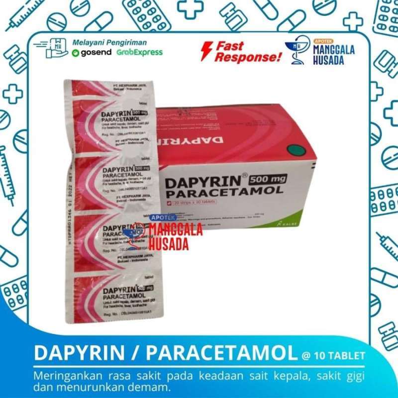 Jual DAPYRIN PARACETAMOL TAB 500 MG PER STRIP @ 10 TABLET di Seller ...