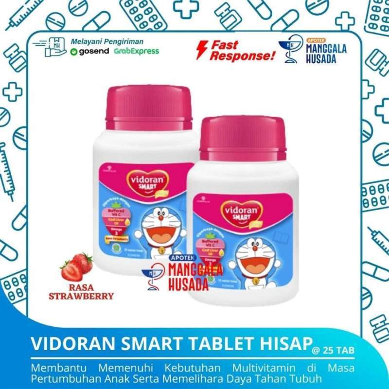 Jual Vidoran Smart Rasa Strawbery Perbotol @ 25 Tablet Hisap Di Seller ...