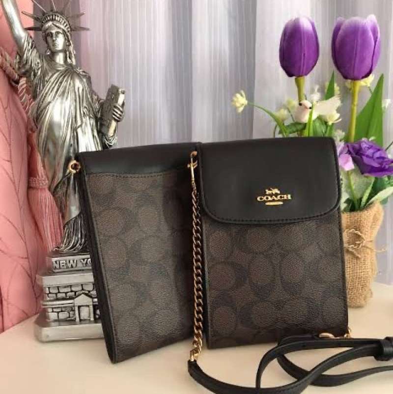 Jual Coach Rachel Phone Crossbody In Signature Canvas - Brown Black di ...
