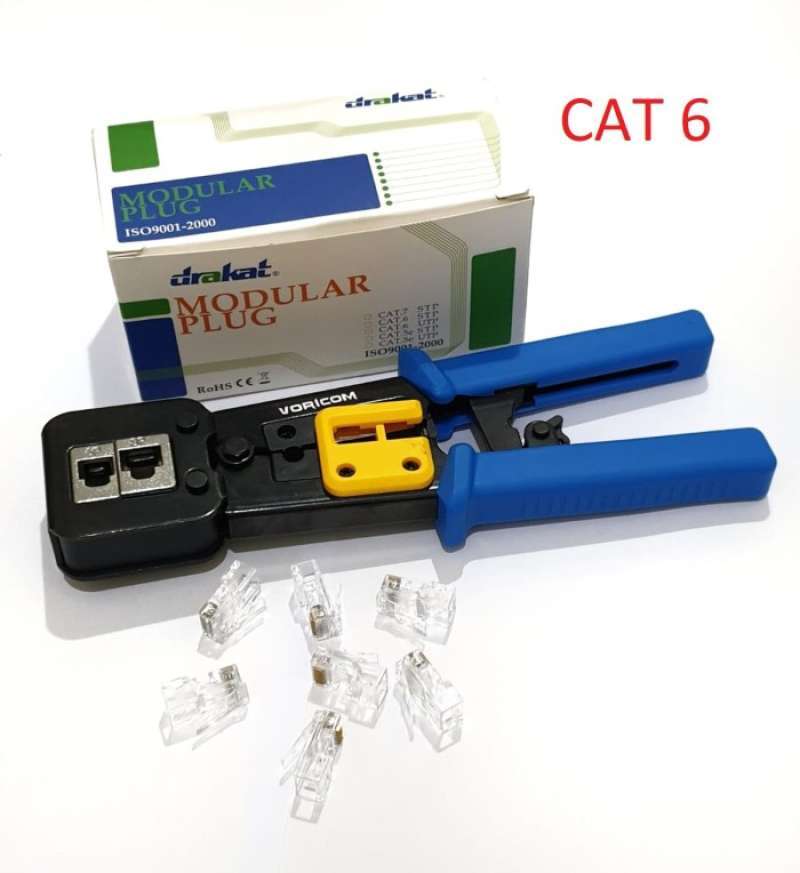 Jual Tang Crimping Tools RJ45 Cat5 Cat6 include 1 Box Konektor RJ45 CAT ...