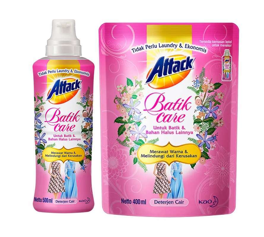 Promo Attack Batik Care Deterjen Cair [500 mL/ Botol] + Attack Batik ...