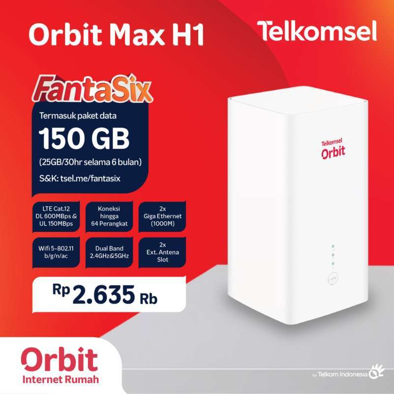 Jual Telkomsel Orbit Max H1 Modem Wifi 4g High Speed Di Seller Surya ...