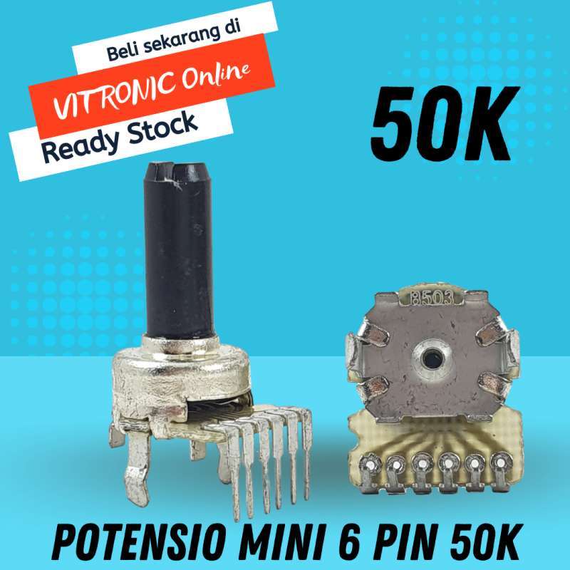 Jual Potensio Mini 6 pin 50k Stereo Kaki 6 Tekuk Potentio Meter As ...
