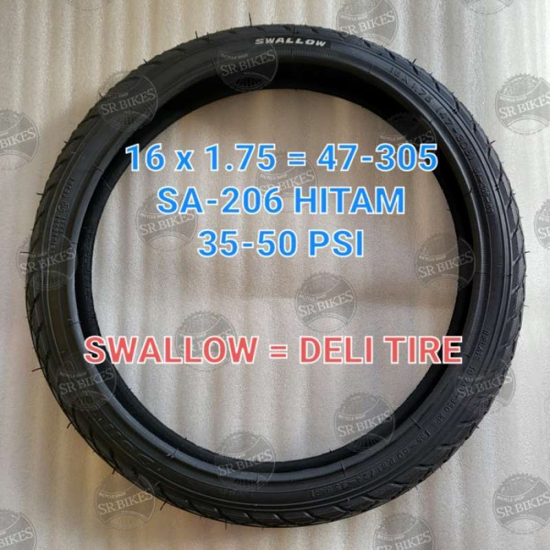 Jual BAN LUAR SEPEDA 16 X 1.75 (305) SELI LIPAT MINI HITAM POLOS. SWALLOW di Seller cahayaku ...