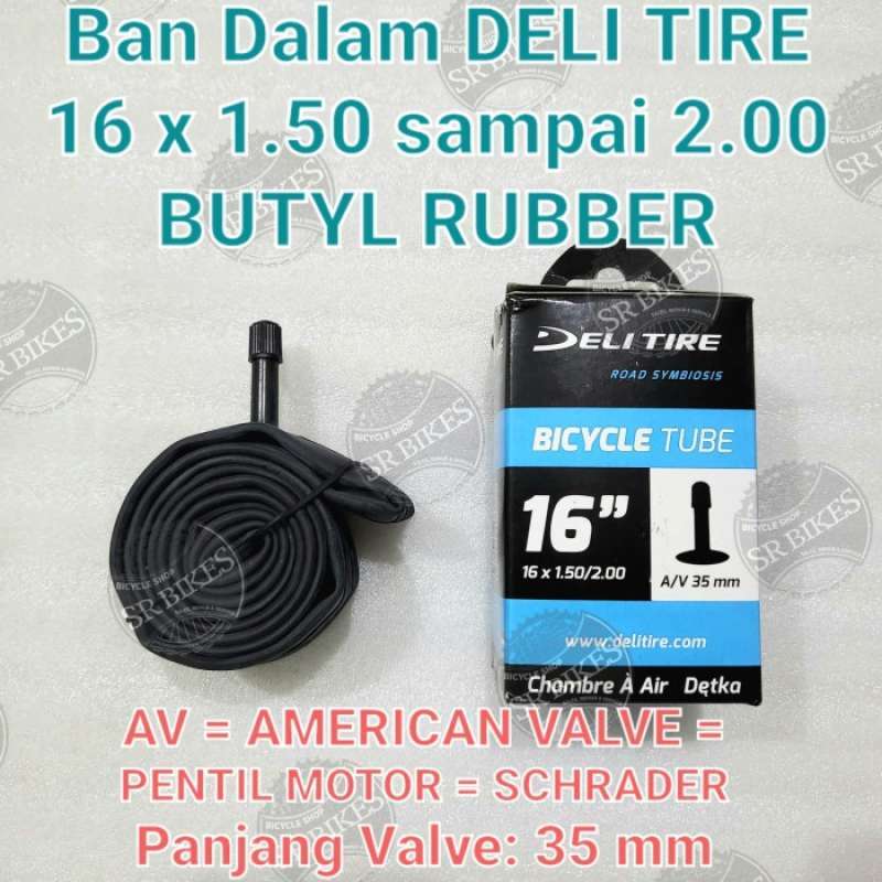 Jual BAN DALAM TUBE SEPEDA 16 X 1.50 / 2.00 AV COP MOTOR. DELI TIRE di Seller Vcoklatshop ...