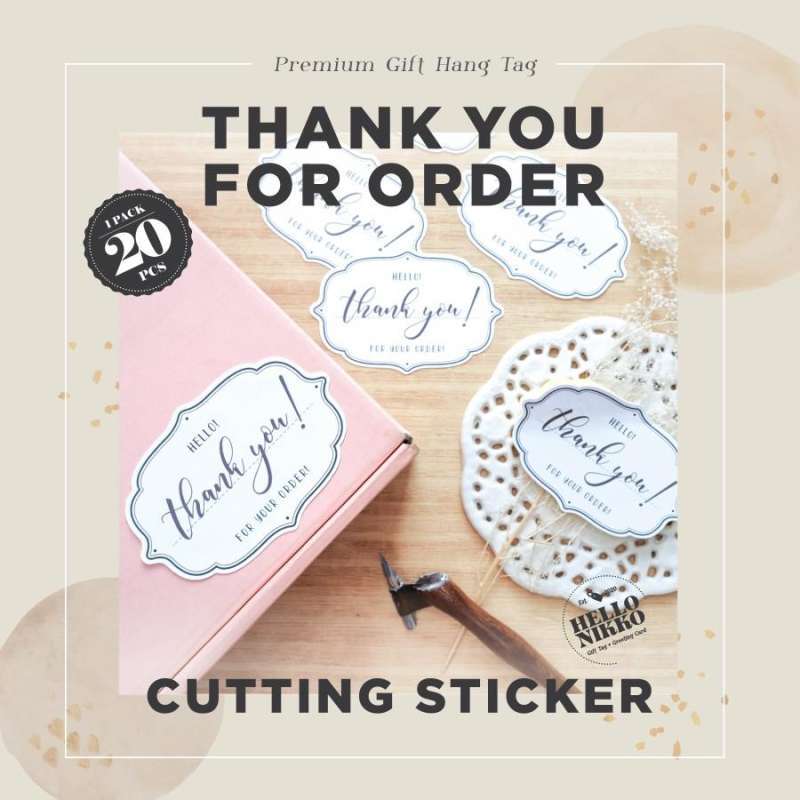 Jual Thank you for order cutting sticker label gift card kartu hang tag ...