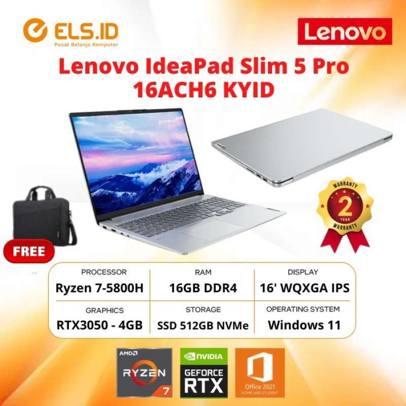 Jual Lenovo IdeaPad Slim 5 Pro-16ACH6 KYID R7-5800H 16GB SSD 512GB ...