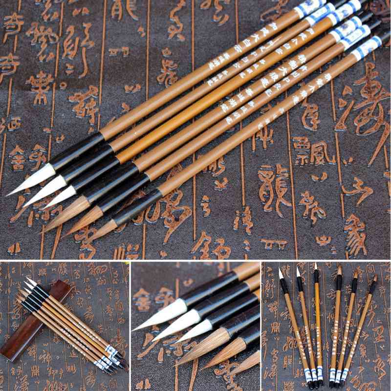 Jual 6Pcs / Set Kuas Gambar Kaligrafi China untuk Menulis / Menggambar ...