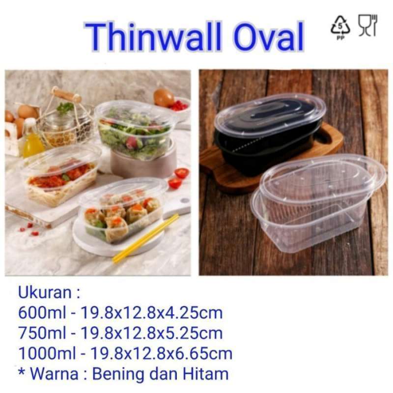 Promo (ISI 25PCS - OVAL 600ML BENING) Thinwall OVAL 600ml BENING/ lunch ...
