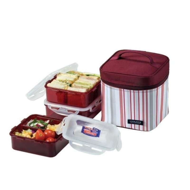 Jual Lock & Lock / Lock N Lock Lunch Box Set Stripe Bag Purple Hpl823dp ...