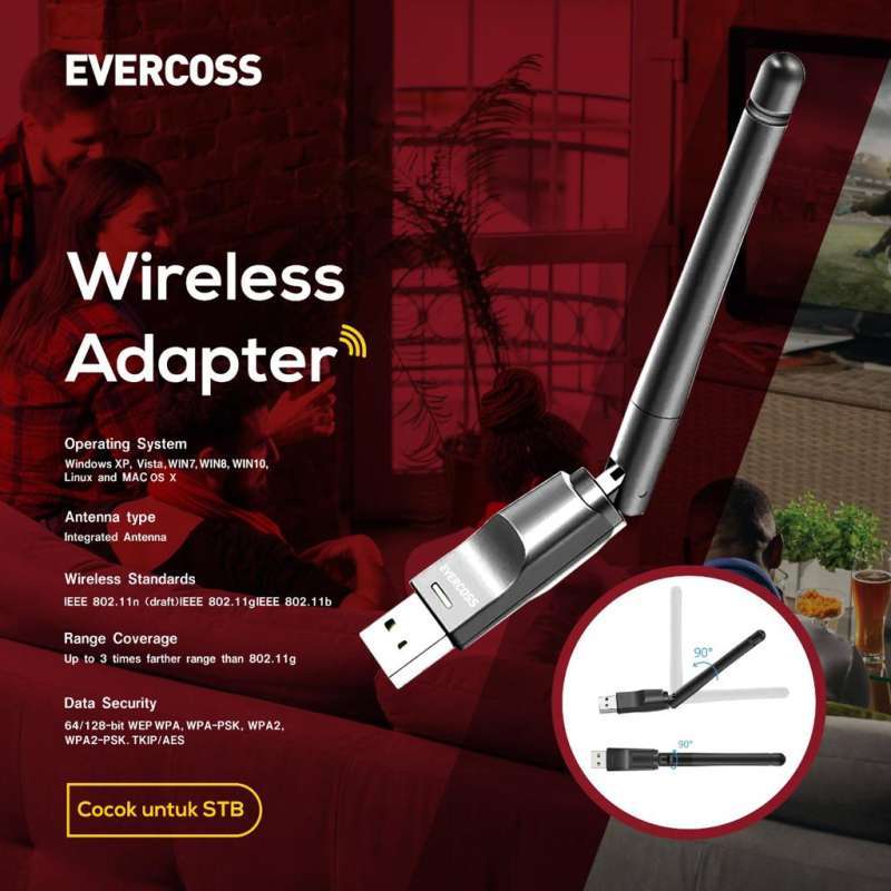 Jual Evercoss USB Wifi Dongle Untuk STB Laptop PC - Black di Seller CV ...