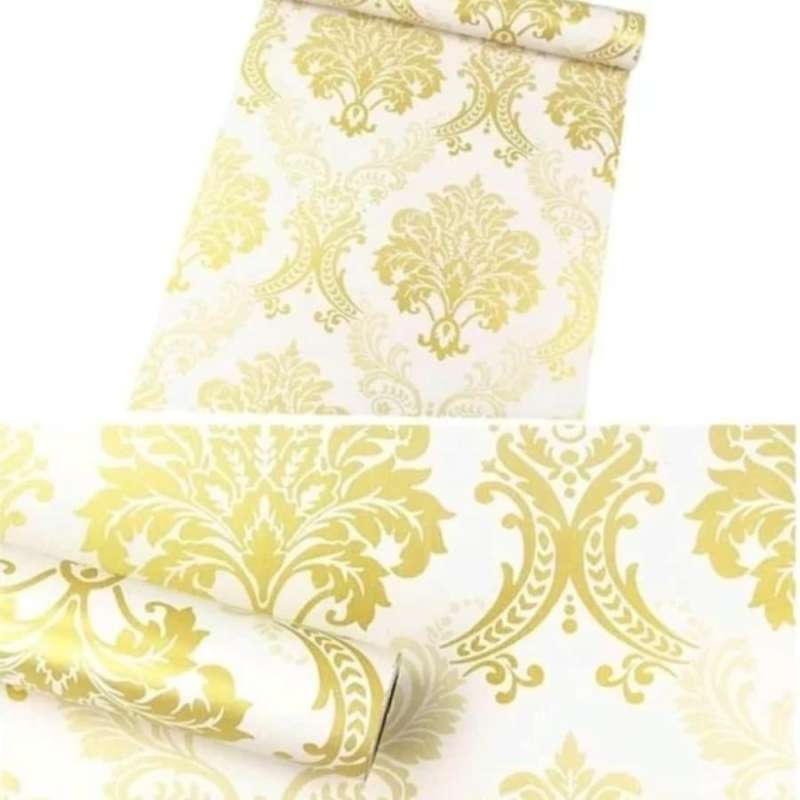 Jual Wallpaper Stiker Dinding Motif Batik Gold Isi Lima Roll Di Seller
