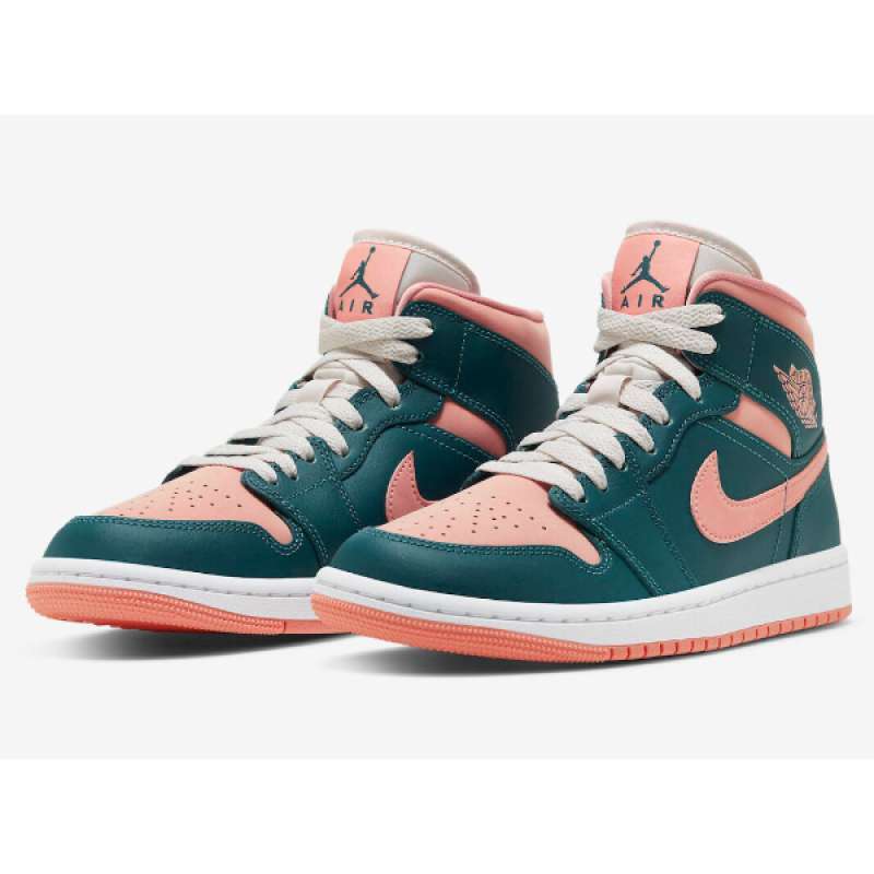Jual Nike Air Jordan 1 Mid Dark Teal Green Salmon Women Sizing - 7 Di ...