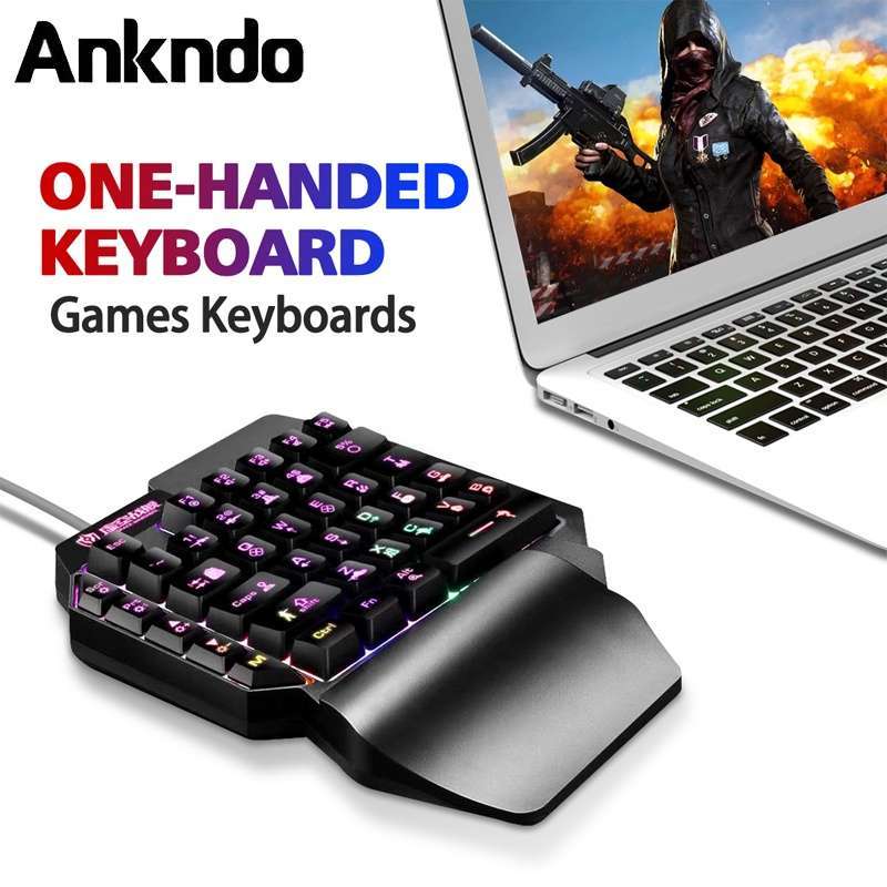 Jual Ankndo Keyboard Gaming Satu Tangan Mekanikal Dengan Lampu RGB ...