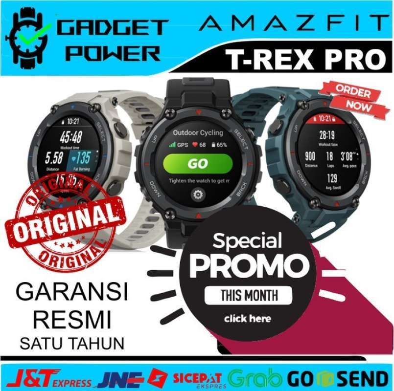 Jual Amazfit T-rex Pro Smartwatch Std Military Sp02 Trex Garansi Resmi - Black, Free Ag Di ...