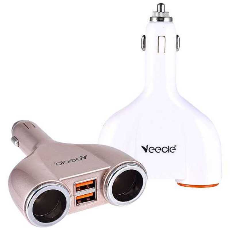 Jual Veecle USB Car Charger 2 Port dengan 2 Cigarette Plug 130W - KY ...