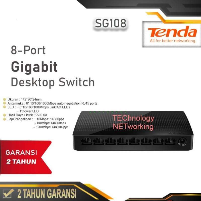 Jual TENDA SG108 : 8 PORT GIGABIT DESKTOP SWITCH HUB di Seller TECHNET ...