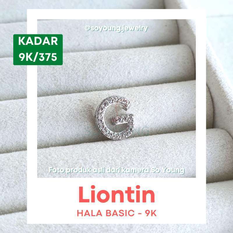 Promo Liontin Hala Gold Basic Huruf G Kadar 9K - White Diskon 15% di ...