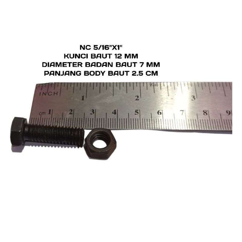 Promo Baut MUR BESI Hitam KUNCI 12 PANJANG 2.5 CM NC 5/16 x 1 Diskon 59 ...