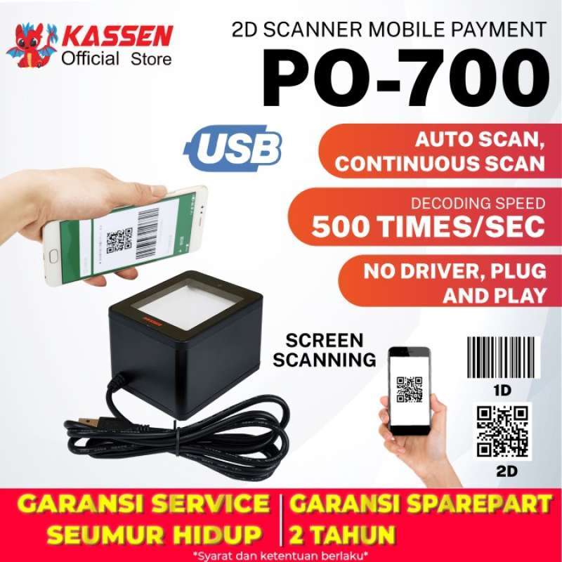 Promo Scanner Barcode Qr Payment Digital Box Scandana Usb Kassen Po-700 ...