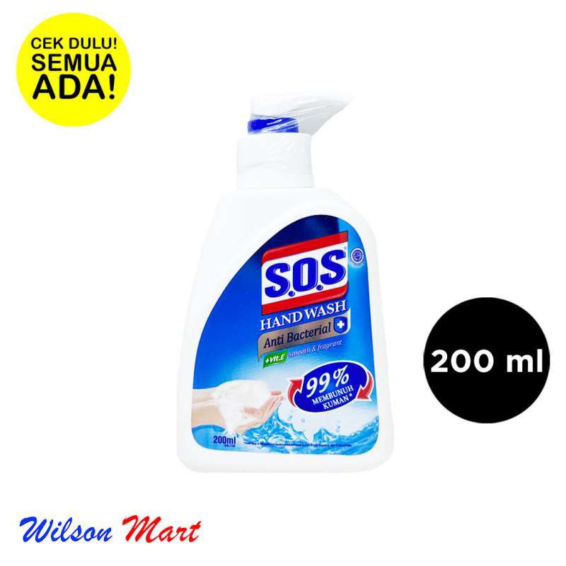 Jual SOS ANTI BACTERIAL HAND WASH SMOOTH FRAGRANT 200 ML PUMP SABUN ...