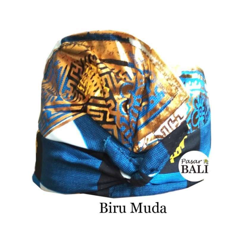 Jual Udeng Jadi Motif Kotak - Ikat Kepala Khas Bali - Biru Muda Di ...