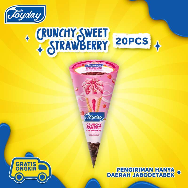 Promo Joyday Ice Cream Crunchy Sweet Strawberry - Isi 20pcs Eskrim Cone ...