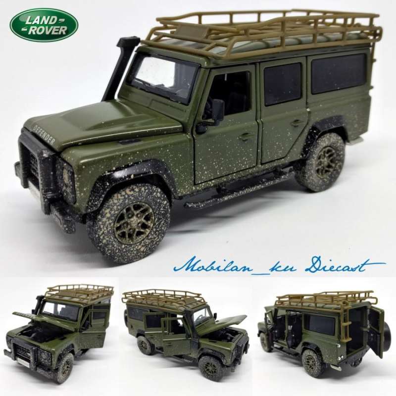 Jual Diecast Land Rover Defender Long-Wheelbase Muddy JKM 1:32 Light ...