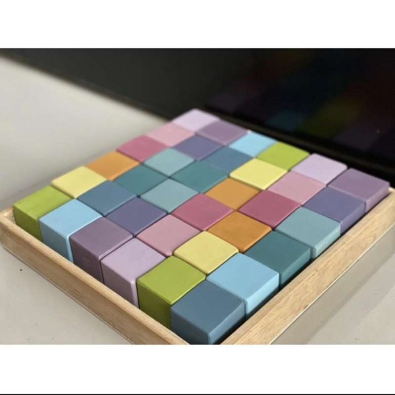 Jual Wooden Blocks 36pc (pastel/bright) Di Seller Keinaraayesha ...