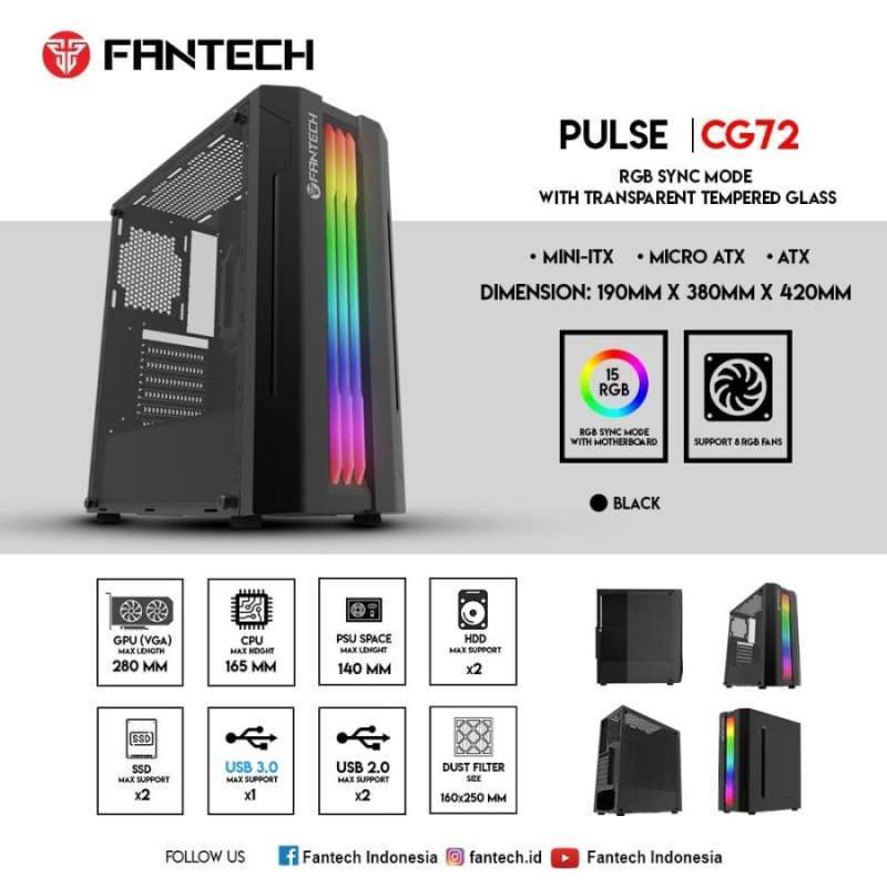 Jual Casing Pc Gaming Fantech Cg-72 Black Di Seller Komputermedan ...