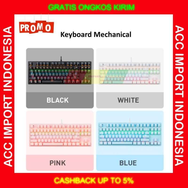 Jual Keyboard Gaming Cewek Pink Keyboard Mechanical Switch Backlight 87 ...