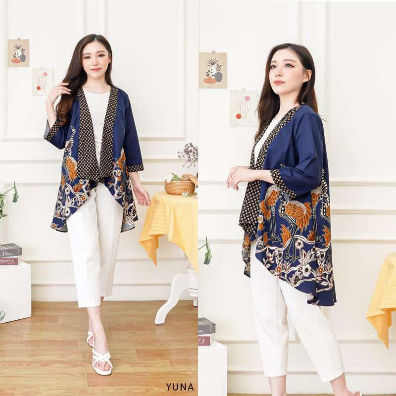 Jual Evercloth Yuna Blazer Batik Panjang Outer Batik Wanita Luaran ...