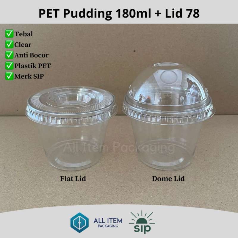 Jual Pudding Cup PET / Gelas Puding 180ml + Lid (Tutup) @50 Pcs SIP 78 ...