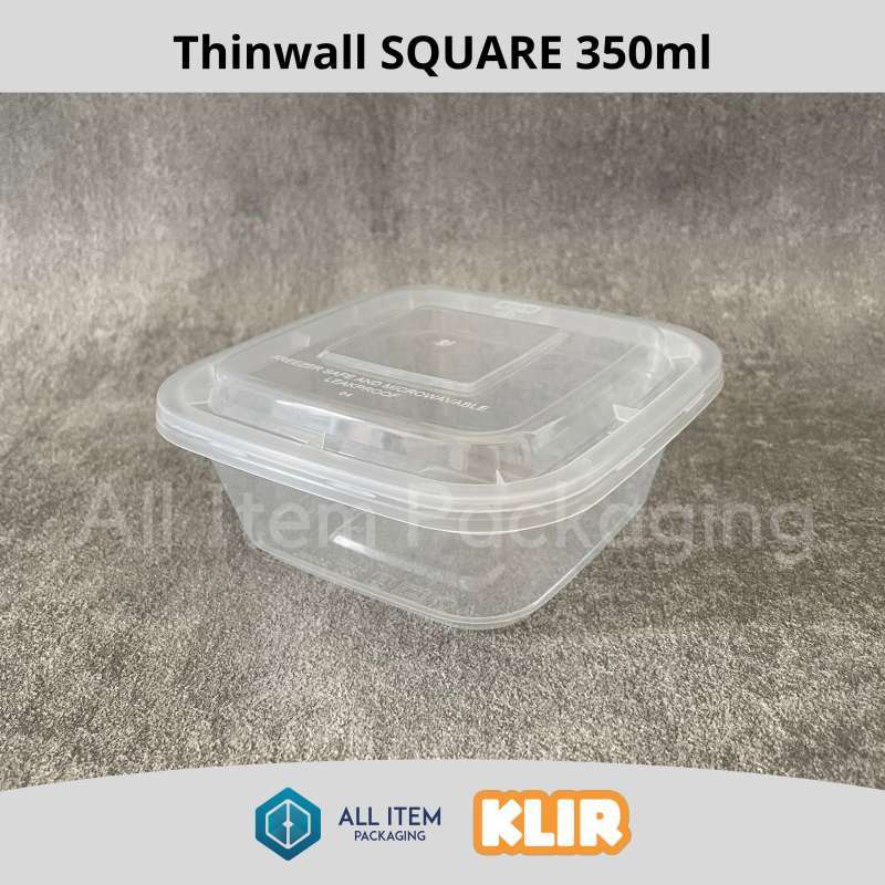Jual Thinwall Klir Square 350ml Kotak Plastik Kotak Makan 25 Pcs