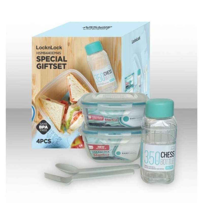 Promo Lock & N Lock Special Gift Set Locknlock Hsm8440Em4S Lunchbox Set ...