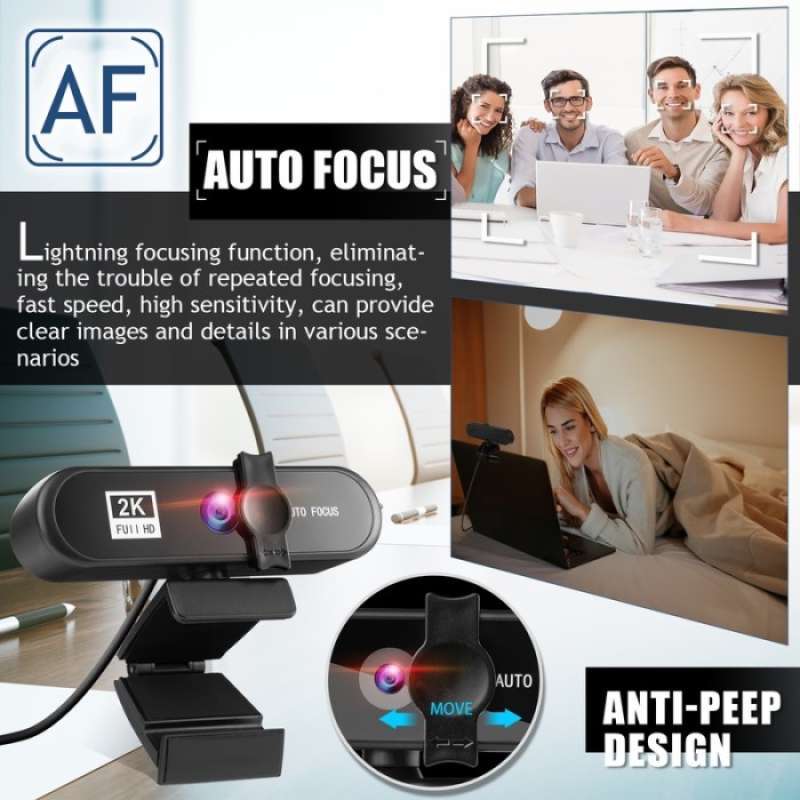 Promo Webcam Full Hd 2k 4k Pc Laptop Camera Auto Focus Video Call Gmeet ...