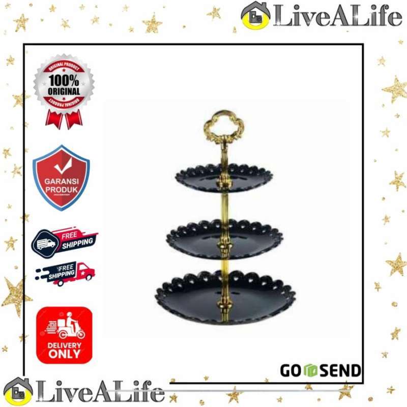Jual Rak Makan Kue Buah Cake Plate Stand Display - Hitam di Seller ...