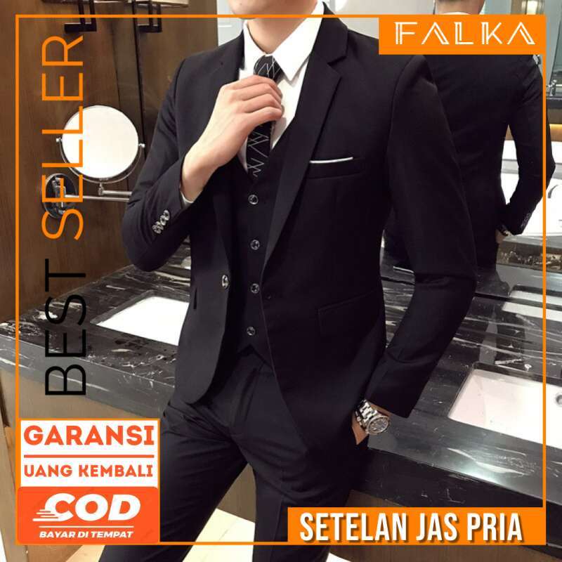Promo 3 In 1 Set Jas Pria Tuxedo Pria Setelan Jas Pria Formal - Hitam M Diskon 43% di Seller ...