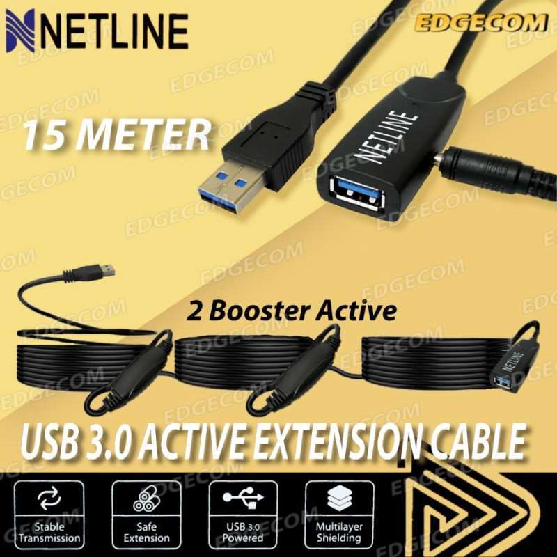 Jual Kabel USB 3.0 Extension Aktif 15 Meter + USB Power NETLINE di ... Jual Kabel USB 3.0 Extension Aktif 15 Meter + USB Power NETLINE di ...