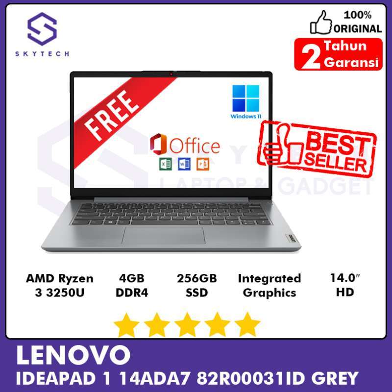 Jual Laptop Lenovo Ideapad 1 14ada7 31id Amd Rzyen 3 3250u Ram 4gb Ssd 256gb Windows 11 + Ohs ...