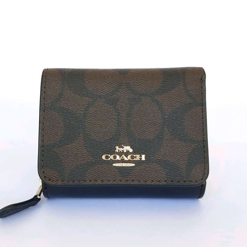 Promo Coach Signature Small Trifold Wallet Brown Black Diskon 35% di ...