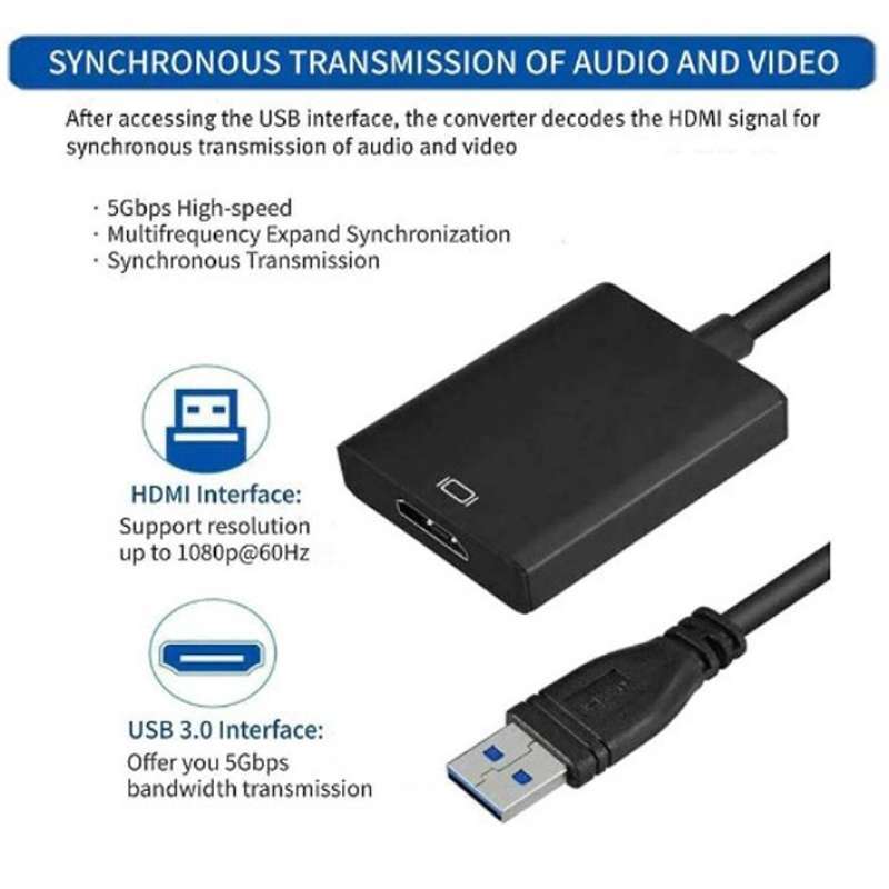 Jual Kabel Converter Usb To Hdmi 1080p Usb 3.0 Conektor Usb To Hdmi Usb ...