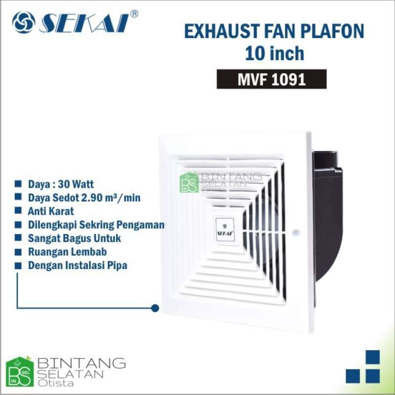 Jual Exhaust Fan Plafon Sekai/ Ventilasi Udara Sekai Mvf 1091 10inch Di ...