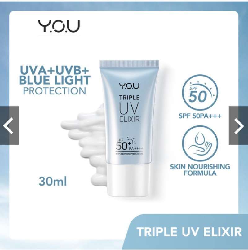 Promo YOU Triple UV Elixir Sunscreen Gel SPF 50+ PA++++ Diskon 20% di ...